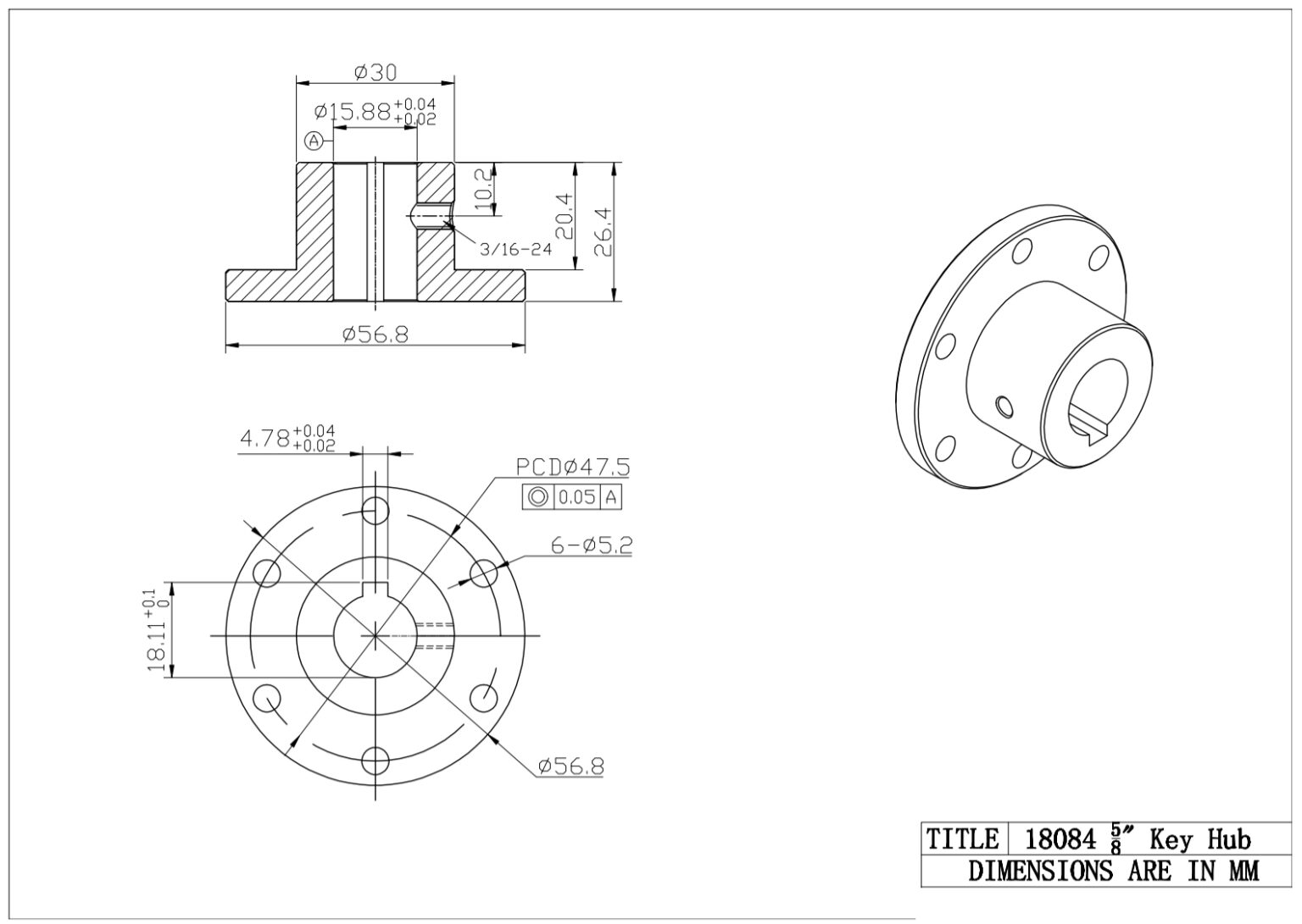 Aluminum Key Hub – 18084 – Oz Robotics