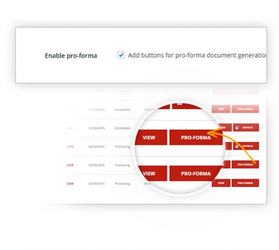 Create pro forma invoices with a simple click, users can get the pdf ...
