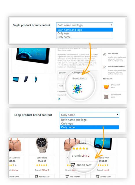 Show brand name and logo and decide to show just one of them or both ...