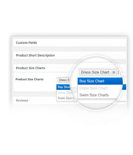 Assign more than one size chart to each product and add them directly ...