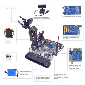 Raspberry PI 4B WiFi AI Robot Tank with Robotic Arm – Oz Robotics