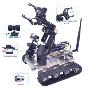 Raspberry PI 4B WiFi AI Robot Tank with Robotic Arm – Oz Robotics