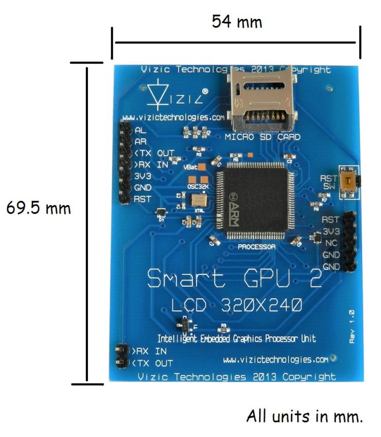 SmartGPU 2 – Embedded Graphics, Touch and Audio Processor with 2.4″ LCD320X240 – Oz Robotics