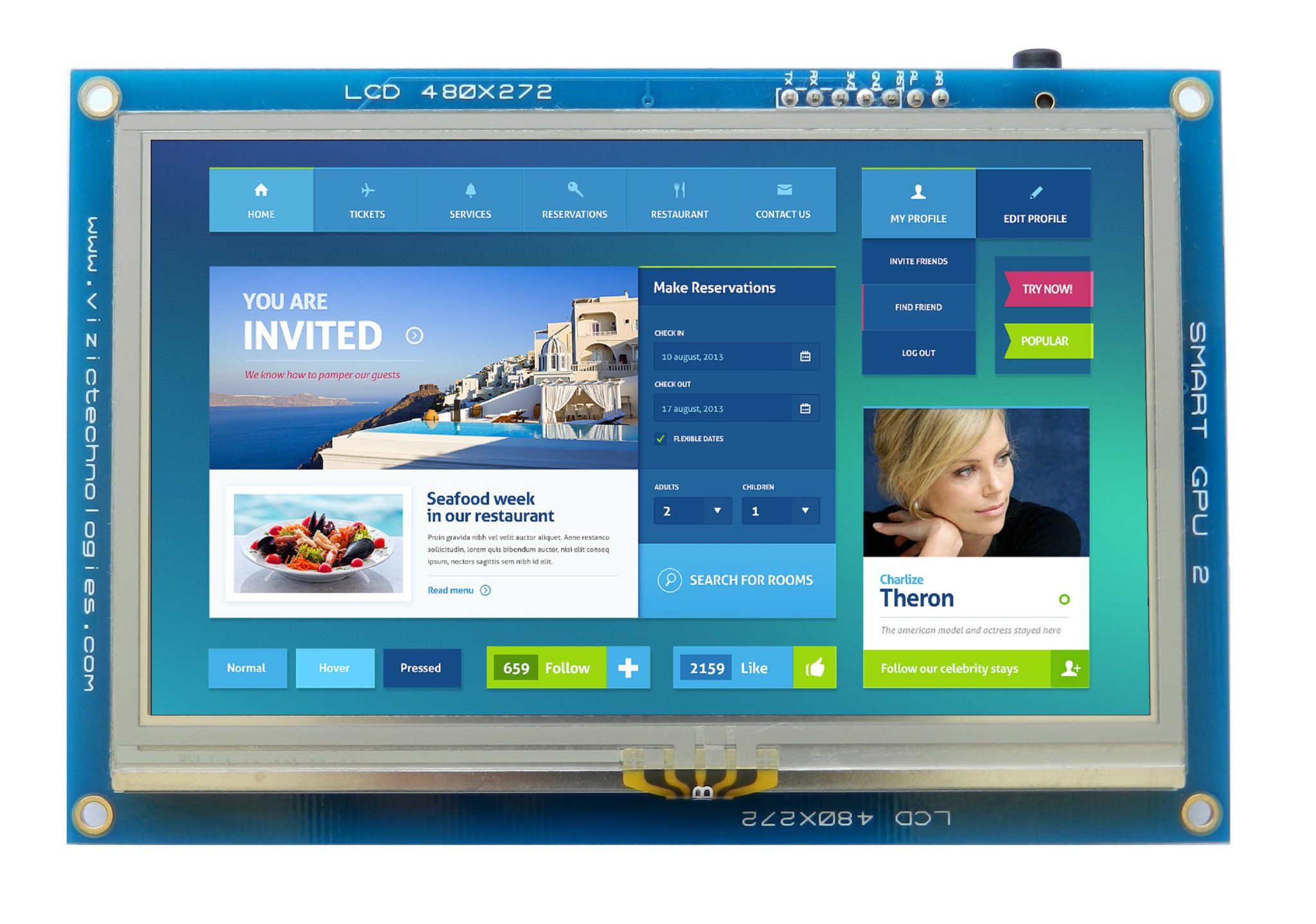 SmartGPU 2 – Embedded Graphics, Touch and Audio Processor with 4.3″ LCD480X272 – Oz Robotics