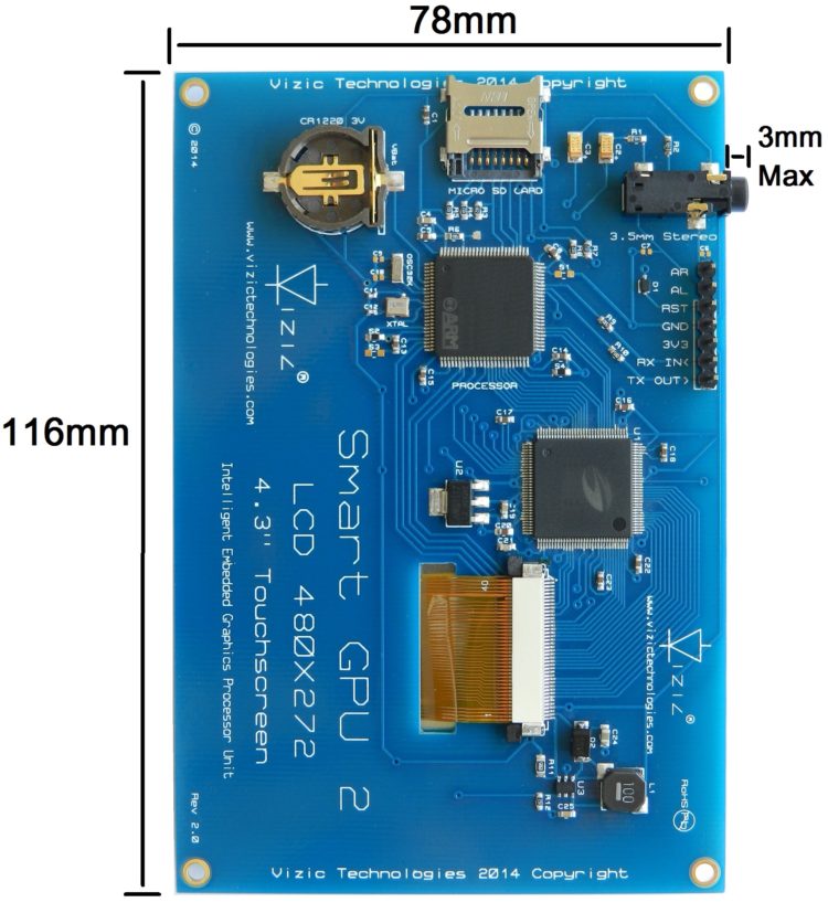 SmartGPU 2 – Embedded Graphics, Touch and Audio Processor with 4.3″ LCD480X272 – Oz Robotics