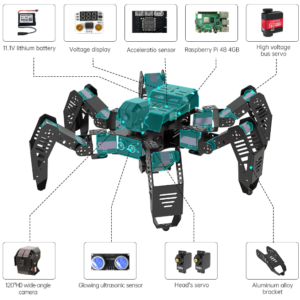 Hiwonder SpiderPi Raspberry Pi AI Intelligent Vision Hexapod Robot for ...