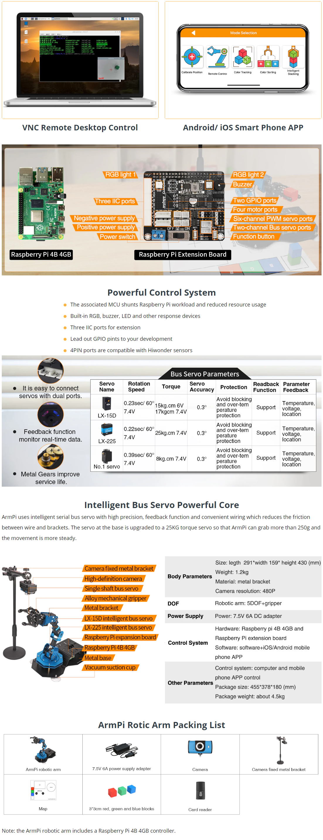 Hiwonder ArmPi Raspberry Pi 4B AI Vision Robotic Arm Python Program ...