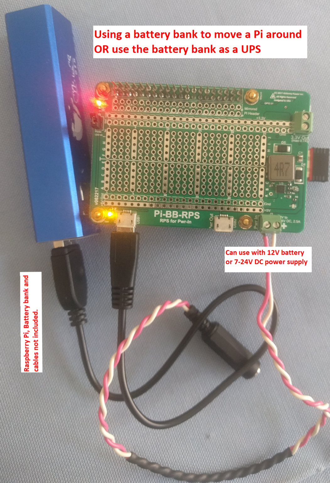 Pi-BB-RPS Breadboard with RPS and DC-DC Converter Built-in – Oz Robotics