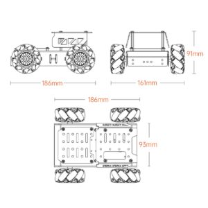 Hiwonder Mecanum Wheel Chassis Car Kit with TT Motor, Aluminum Alloy ...