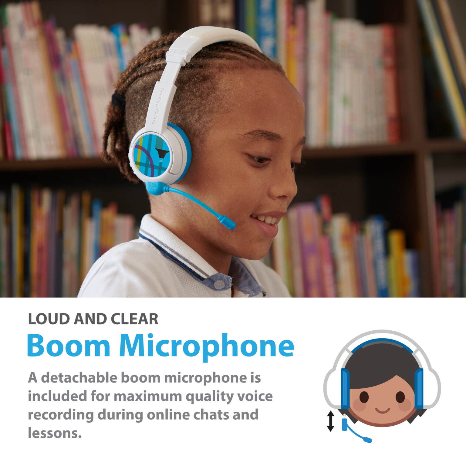 BuddyPhones School+ Wireless Kids Headphones with Boom Mic (Yellow ...