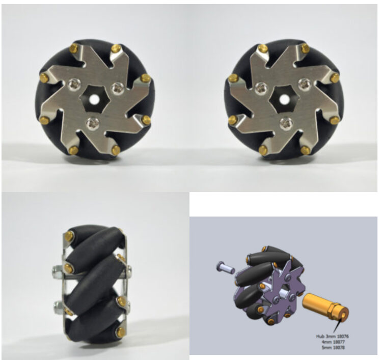 48mm Steel Mecanum Wheels Set with 2 Left and 2 Right – 14209 – Oz Robotics