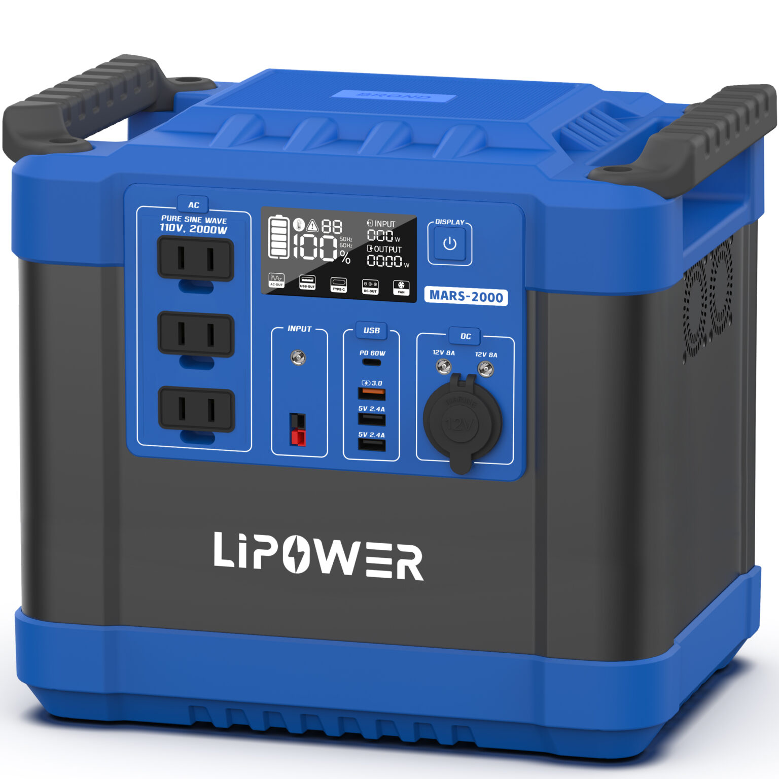 Portable Power Station 2000W LiFePO4 Battery LiPower Mars-2000 – Blue ...