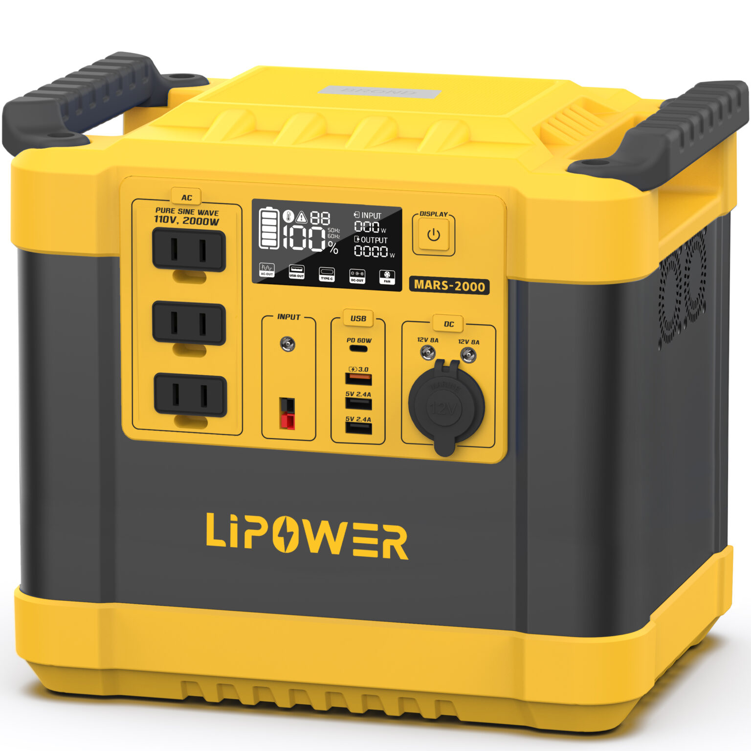 Portable Power Station 2000W LiFePO4 Battery LiPower Mars-2000 – Yellow ...