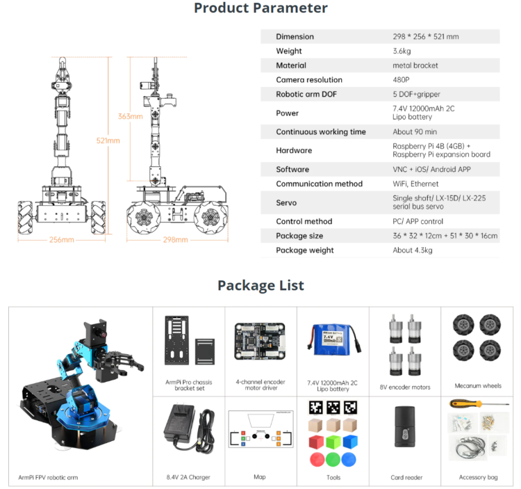 Hiwonder ArmPi Pro Raspberry Pi ROS Robotic Arm Developer Kit with ...