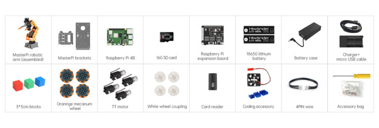 Hiwonder MasterPi Vision Robot Arm with Mecanum Wheels Car Powered by ...