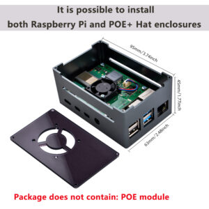 52Pi Raspberry Pi 4 Model B Aluminum Case Black Metal with Quiet Cooling Fan Compatible PoE Hat ...