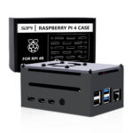 52Pi Raspberry Pi 4 Model B Aluminum Case Black Metal with Quiet Cooling Fan Compatible PoE Hat ...