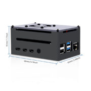 52Pi Raspberry Pi 4 Model B Aluminum Case Black Metal with Quiet Cooling Fan Compatible PoE Hat ...