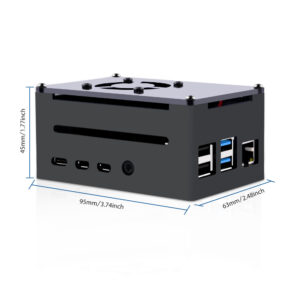 52Pi Raspberry Pi 4 Model B Aluminum Case Black Metal with Quiet Cooling Fan Compatible PoE Hat ...
