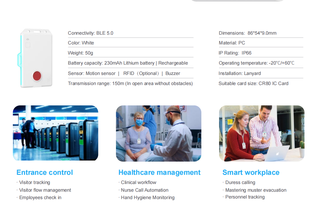 B2 Smart Badge for People Tracking and Management – Oz Robotics