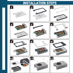 52Pi Acrylic Case 9 Layers Enclosure with Cooling Fan Heatsink for ...