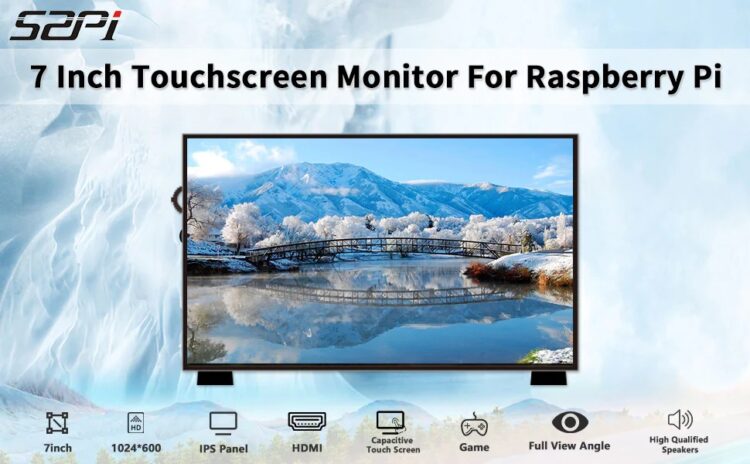 7 Inch Portable Touch Screen Monitor with Speakers for Raspberry Pi and ...