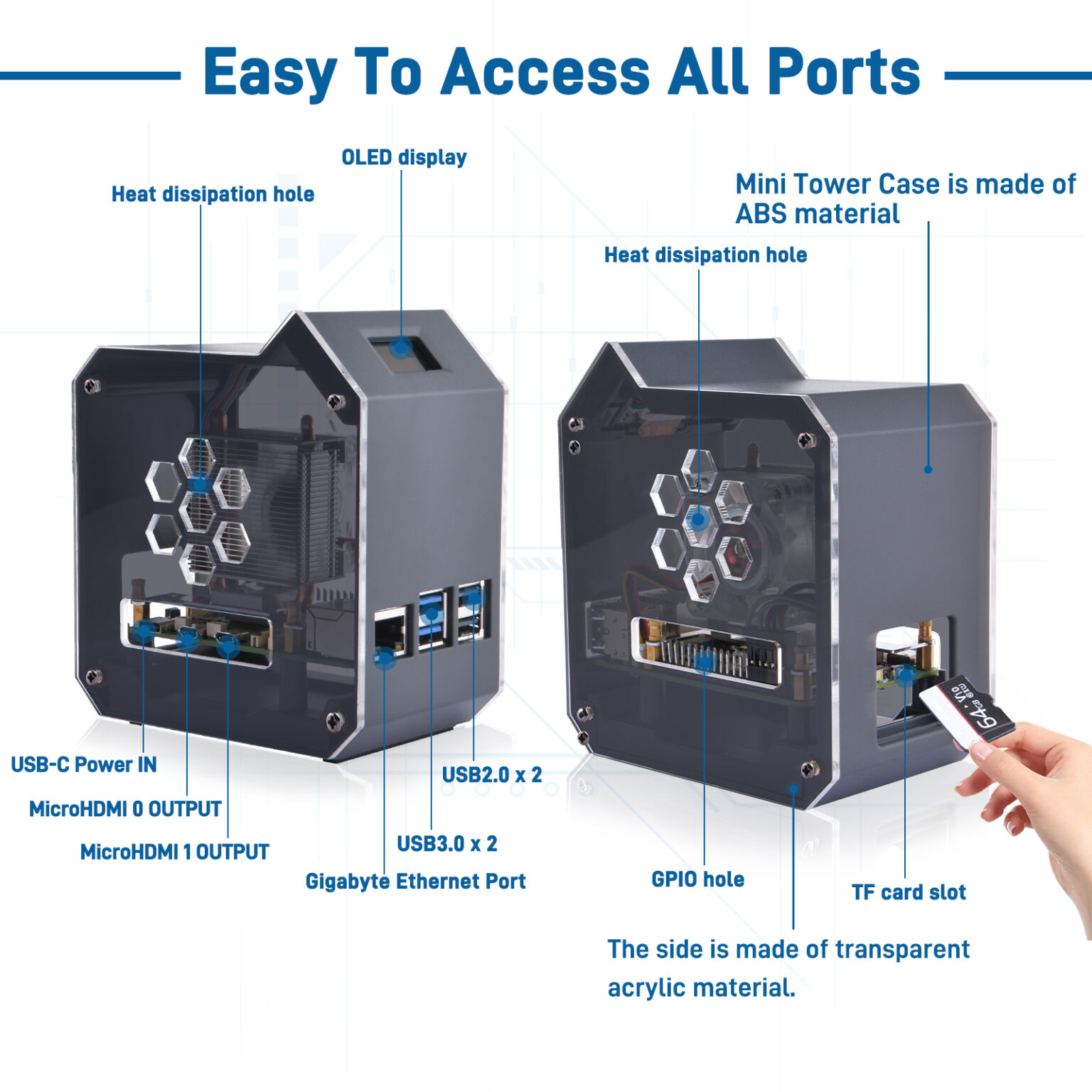 52Pi ABS Mini Tower Kit Black Enclosure Case For Raspberry Pi 5 With Ice Tower Cooler OLED – Oz ...