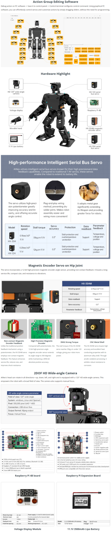 AiNex ROS Education AI Vision Humanoid Robot Learning Teaching Kit ...