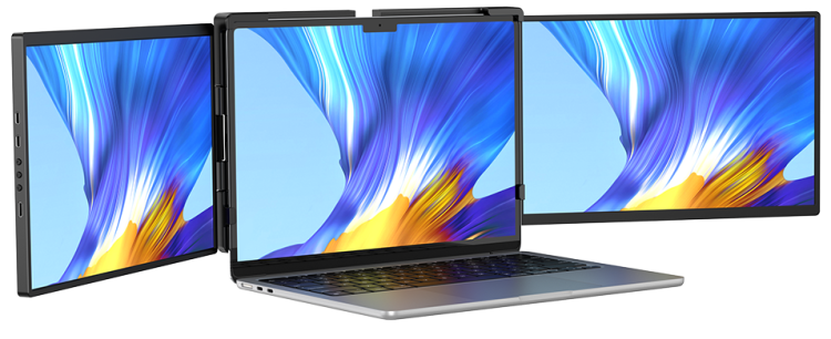 Tri Screen Laptop Monitor Extender Triple Display Portable Workstation ...
