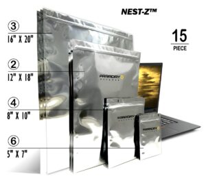 EMP Faraday Bags 15pc Large Kit NEST-Z EMP 7.0 mil – Oz Robotics