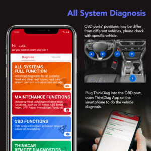 Car Diagnostic Tool with OBD2 Scanner Bluetooth and All System ...