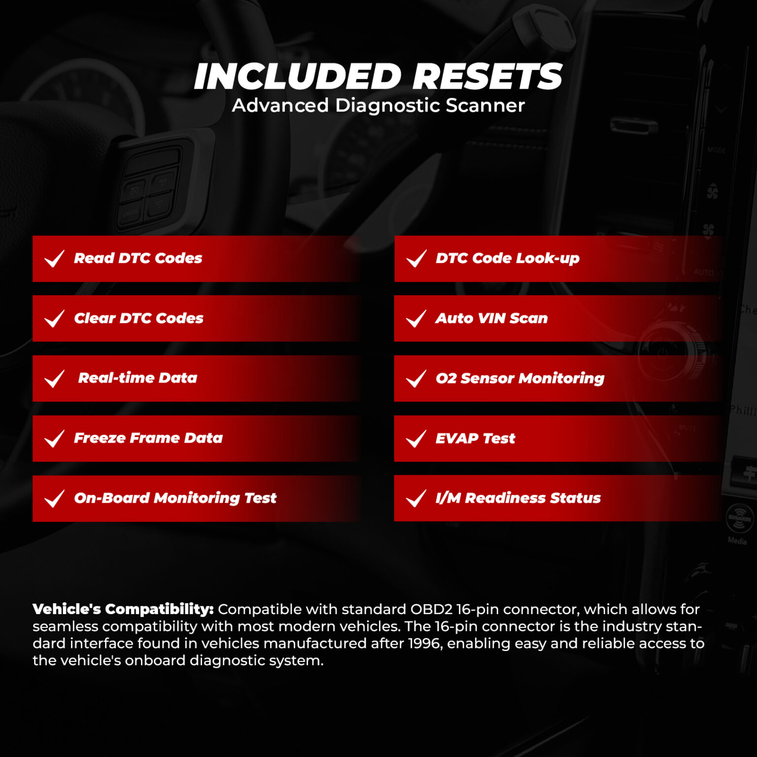 Car Diagnostic Tool with OBD2 Scanner Bluetooth and All System ...
