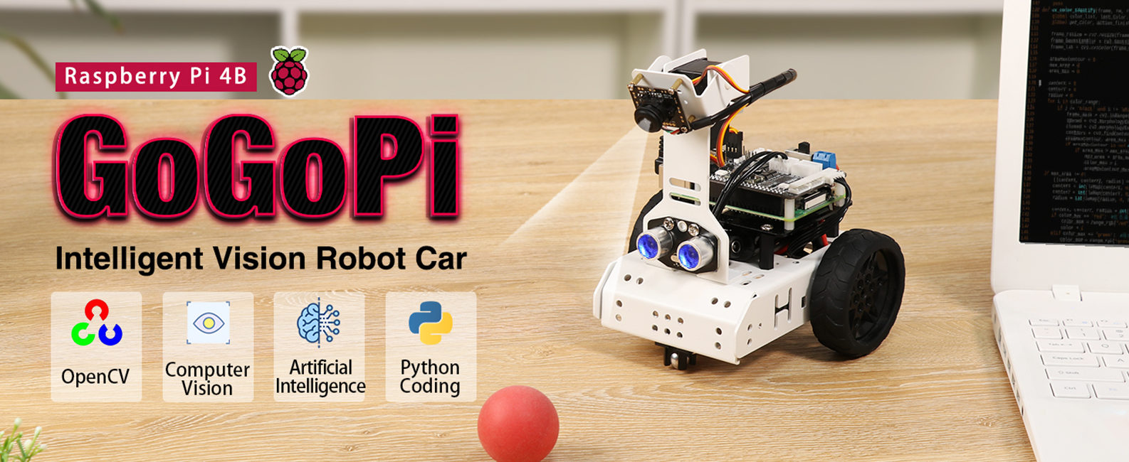 GoGoPi Hiwonder Raspberry Pi 4B Vision Robot Car Python Program (with ...