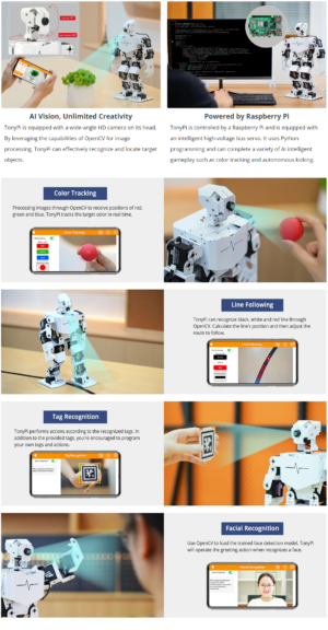 TonyPi Hiwonder AI Intelligent Vision Humanoid Robot (Standard Kit with ...
