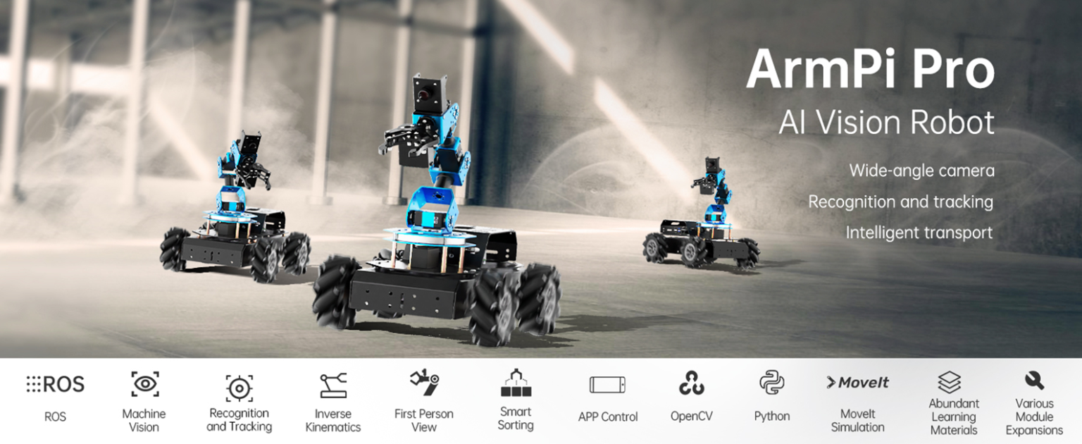 Hiwonder ArmPi Pro ROS Robotic Arm with 4WD Mecanum Wheel Chassis (with ...