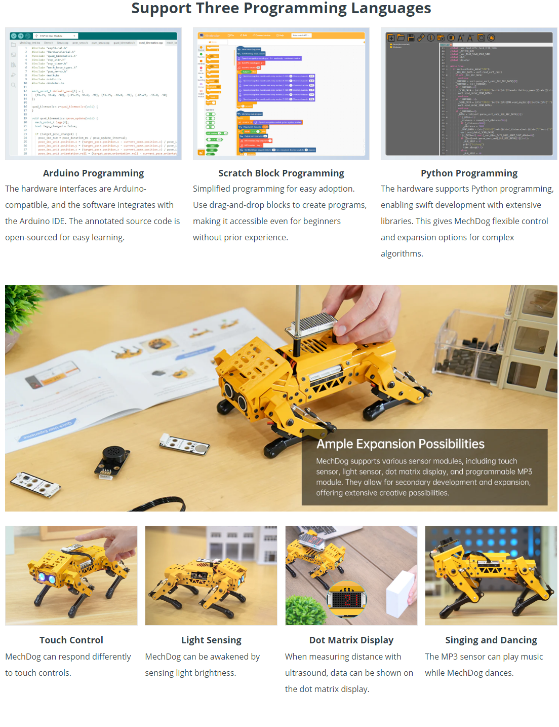 MechDog Hiwonder Open Source AI Robot Dog with ESP32 Controller ...