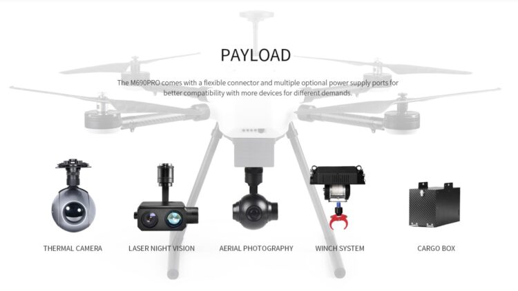 T-Drones M690PRO Waterproof Quadcopter with 2kg Payload Capacity – Gray ...