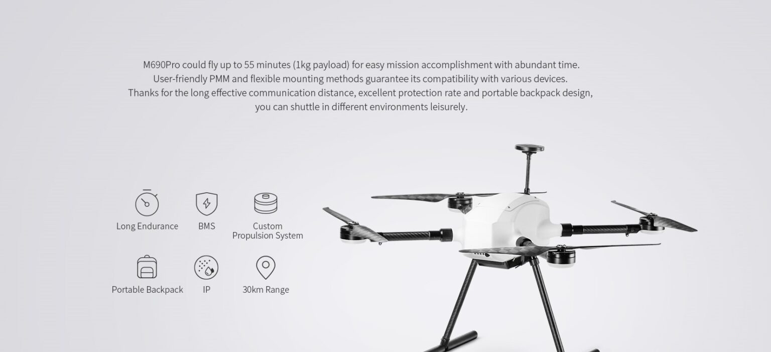 T-Drones M690PRO Waterproof Quadcopter with 2kg Payload Capacity – Gray ...
