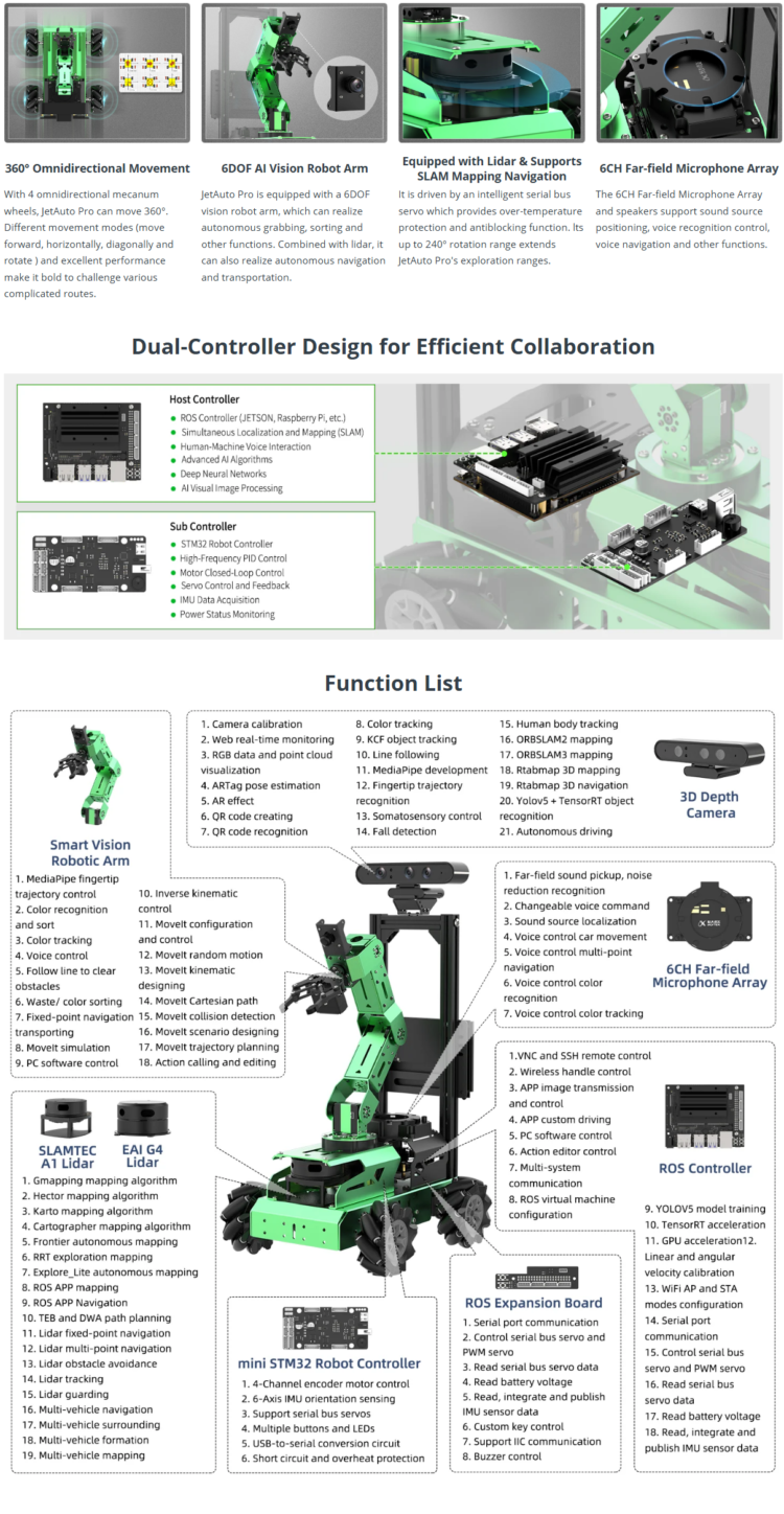 JetAuto Pro ROS Robot Car with Vision Robot Arm Support Python ...