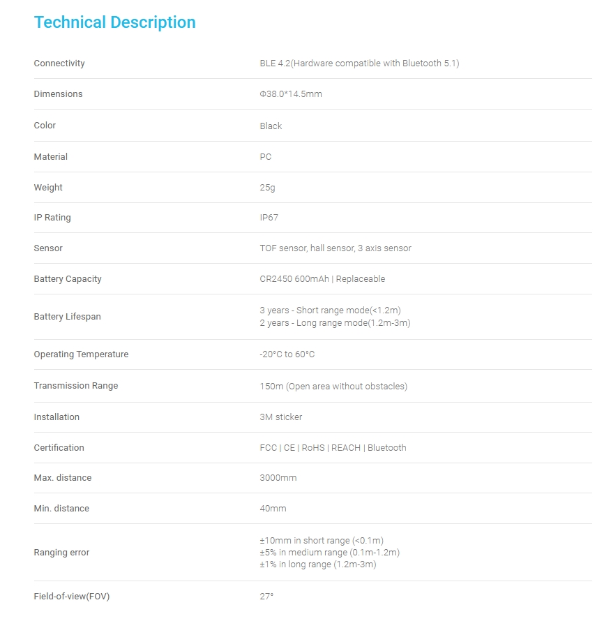 TOF Ranging Sensor – Oz Robotics