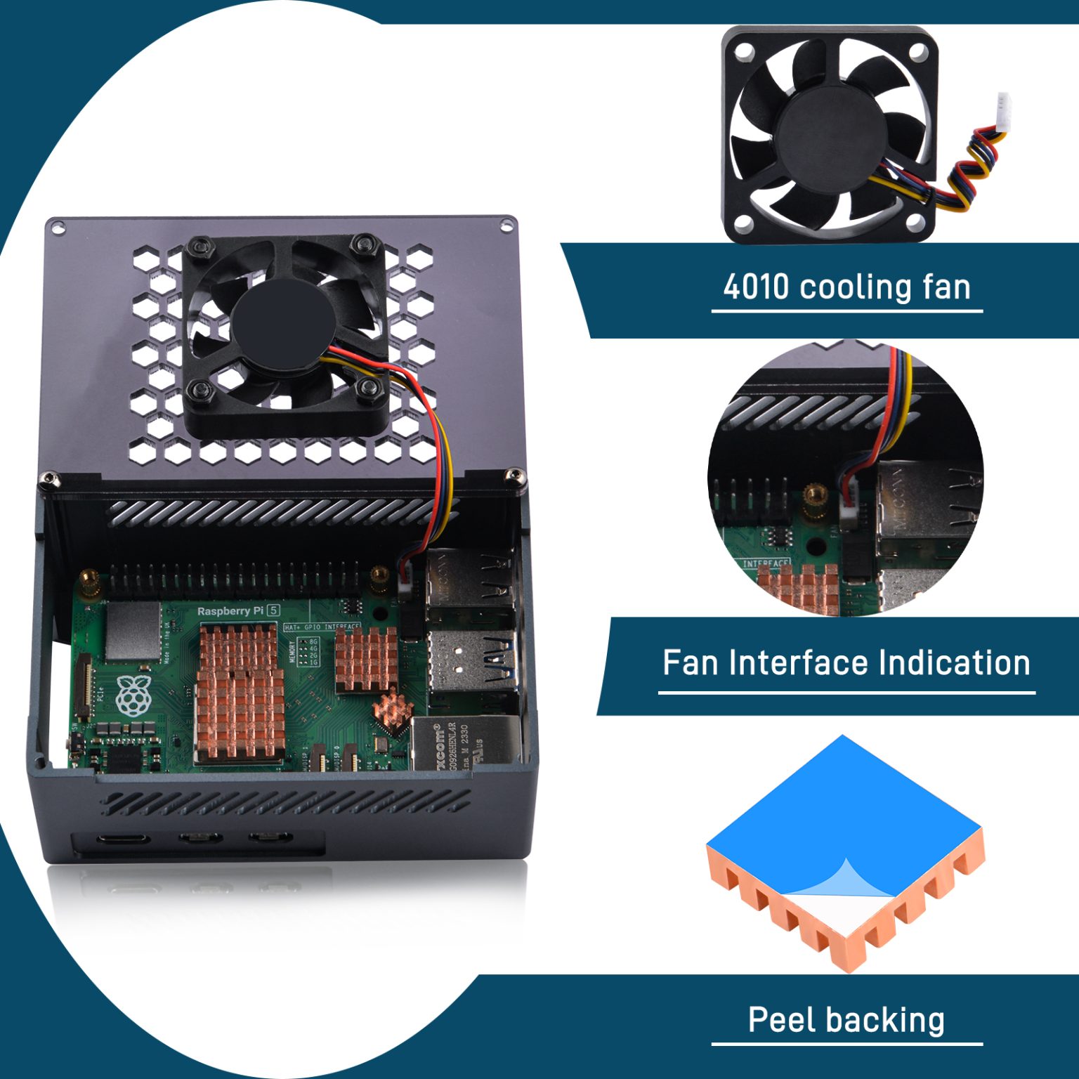52Pi Aluminum Case Black Brick Enclosure With Cooling Fan Heatsink for ...