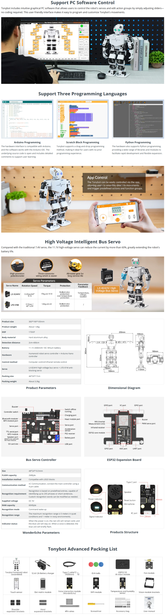 Hiwonder Tonybot Humanoid Robot with AI Vision & Voice Interaction ...