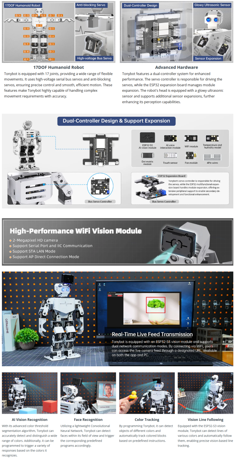 Hiwonder Tonybot Humanoid Robot with AI Vision & Voice Interaction ...