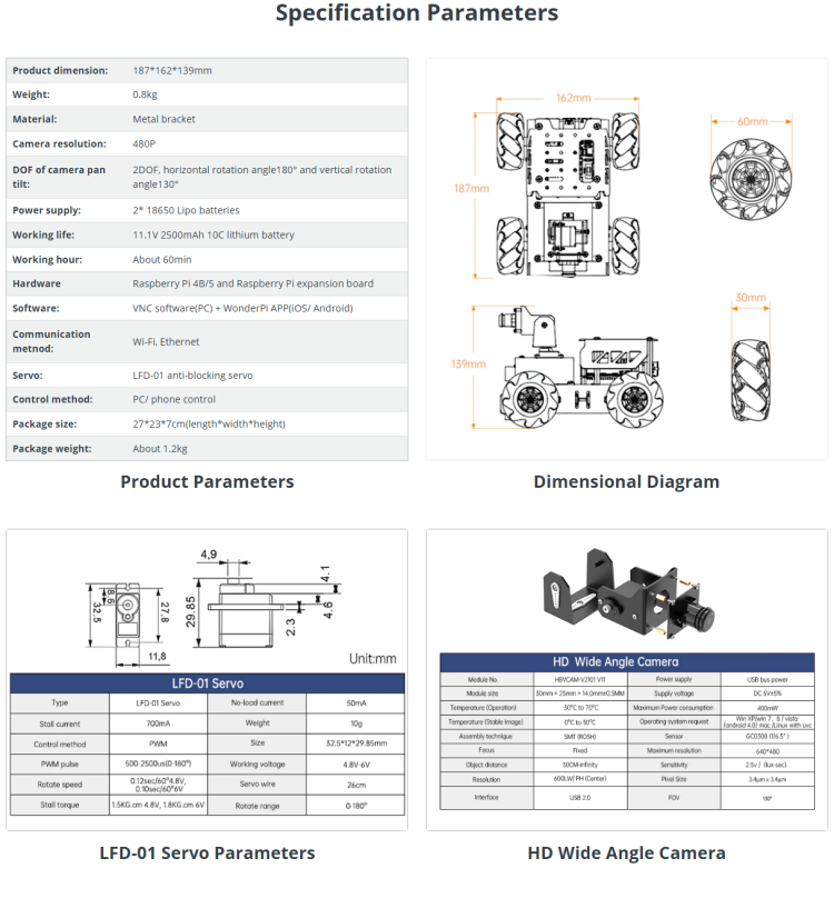 Hiwonder TurboPi Raspberry Pi 5 Omnidirectional Mecanum Wheels Robot ...