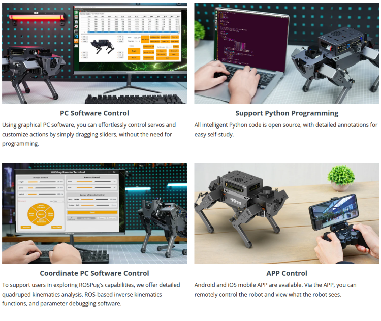 ROSPug Quadruped Bionic Robot Dog Powered by Jetson Nano ROS Open Source Python Programming – Oz ...