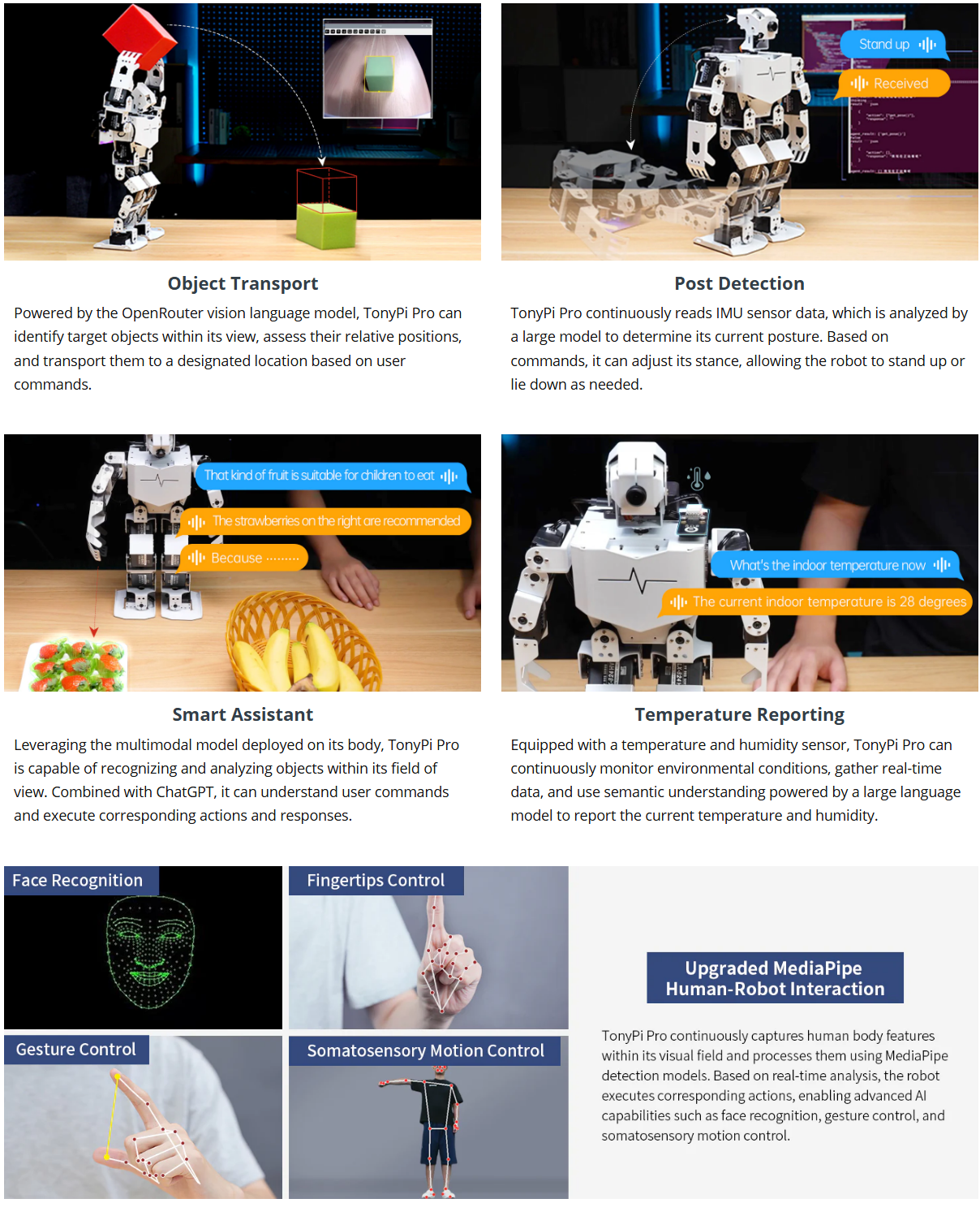Hiwonder TonyPi Pro AI Humanoid Robot Integrated Multimodal AI Model ...