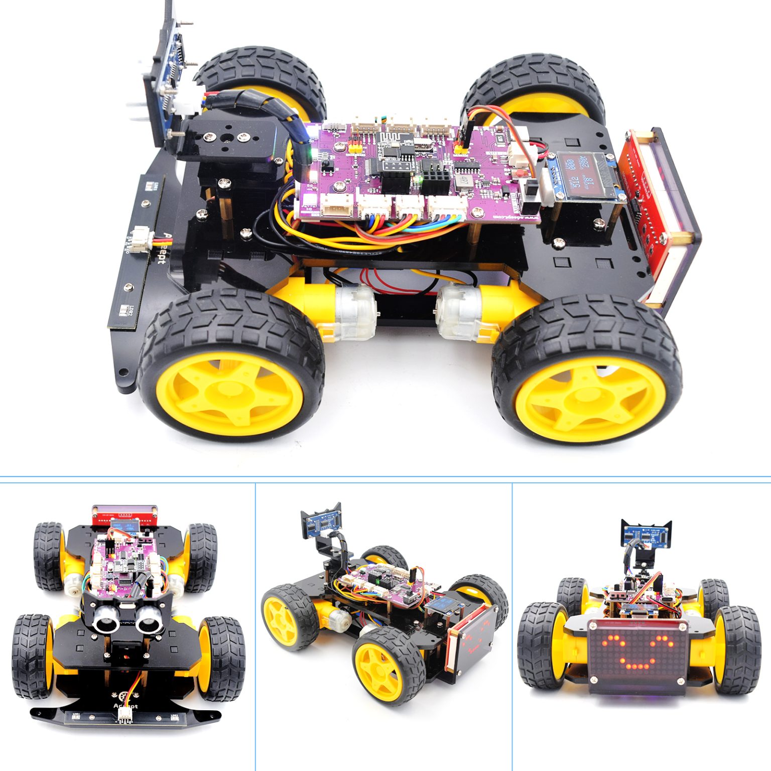 Adeept 4WD Smart Car Kit (Compatible with Arduino IDE), Line Tracking ...