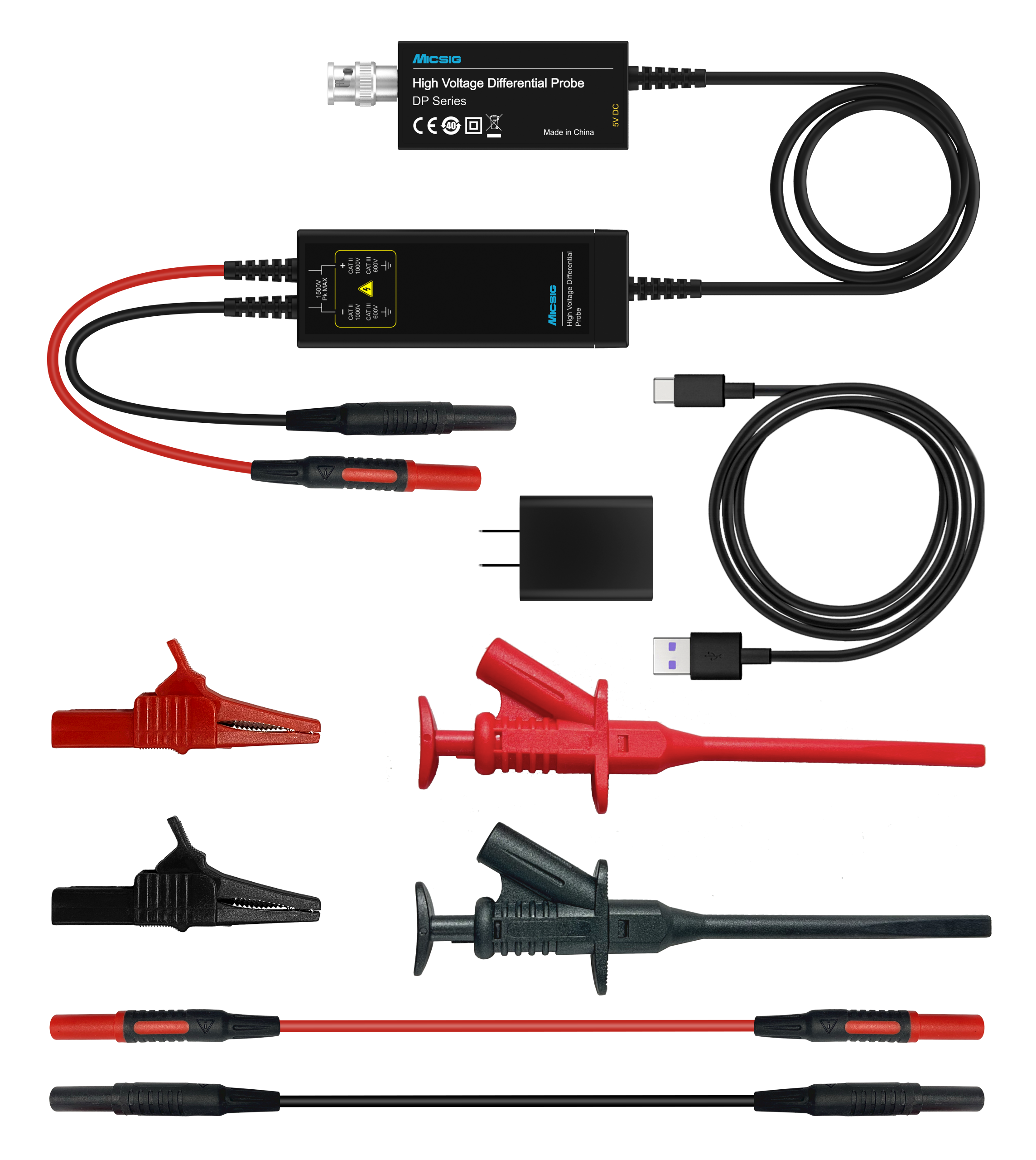 Micsig High Voltage Differential Probe DP Series 1500V, 100MHz, DP1500 ...