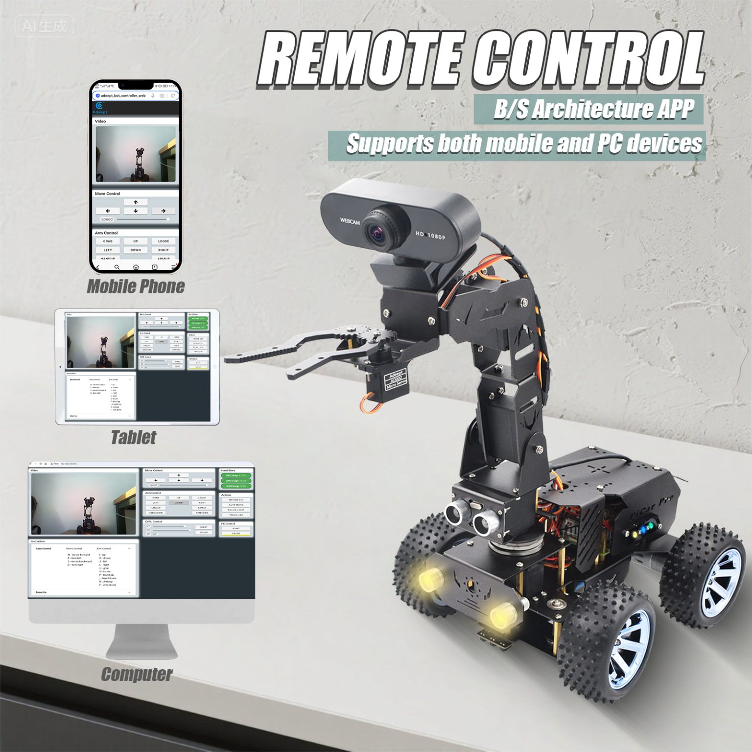 Adeept PiCar Pro V2 AI Powered Robot Kit (Raspberry Pi NOT Included ...