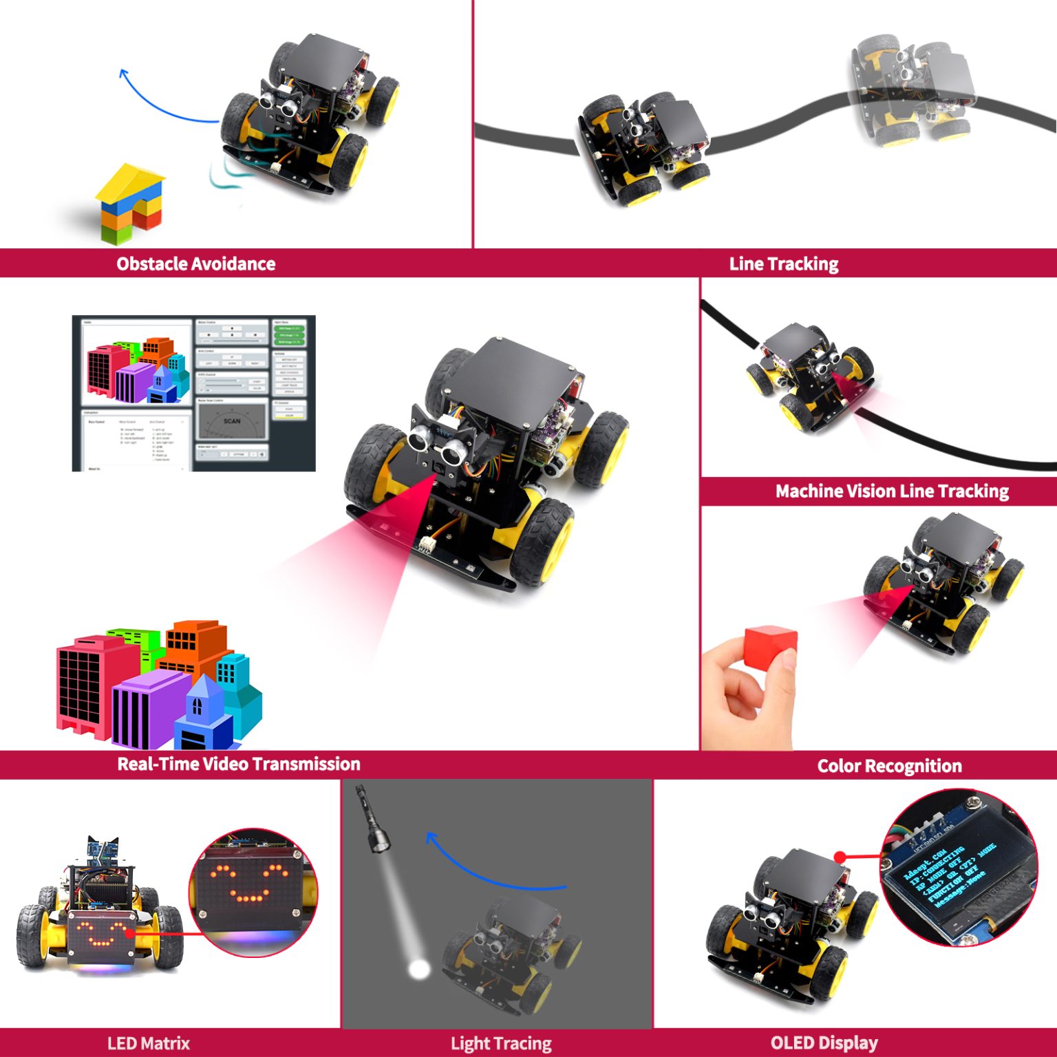 Adeept 4WD Smart Car Kit for Raspberry Pi 5/4B/3B/3B+ (Board Not ...